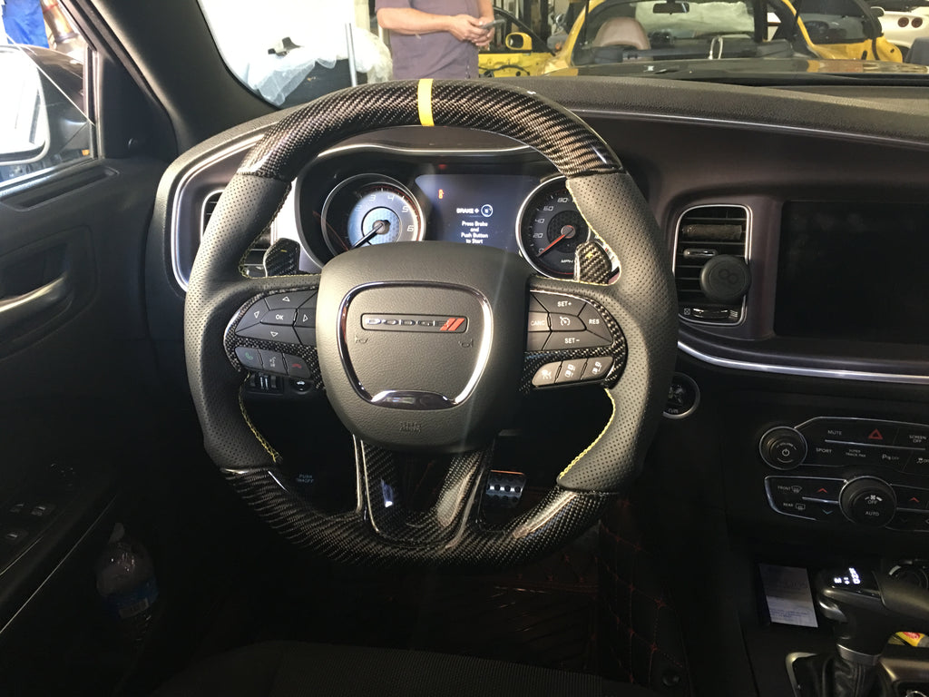 Dodge Challenger / Charger / HellCat Carbon Fiber Flat Bottom Premium ...